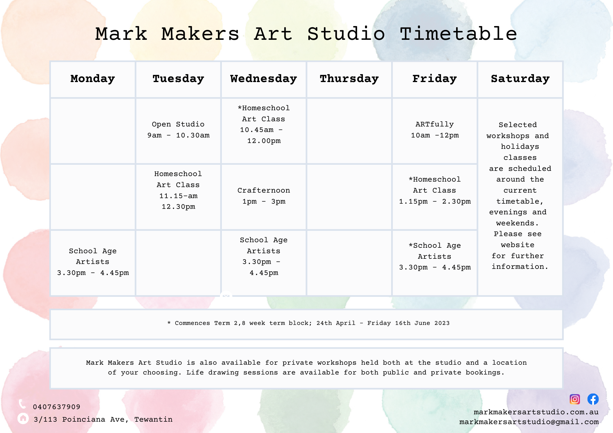 Services – Mark Makers Art Studio
